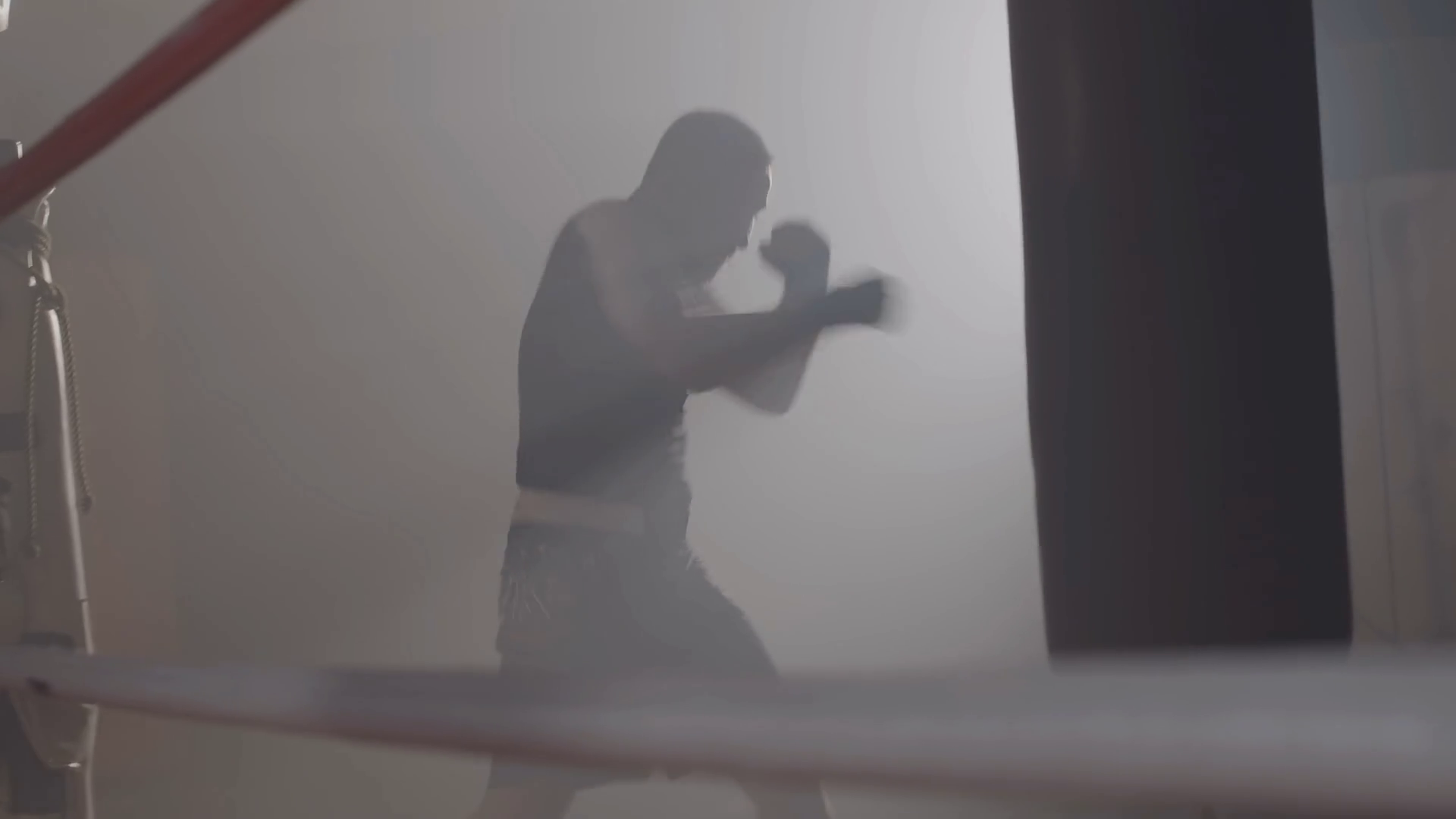 Confident Boxer Training In Foggy Gym Stock Footage SBV-338555452 ...
