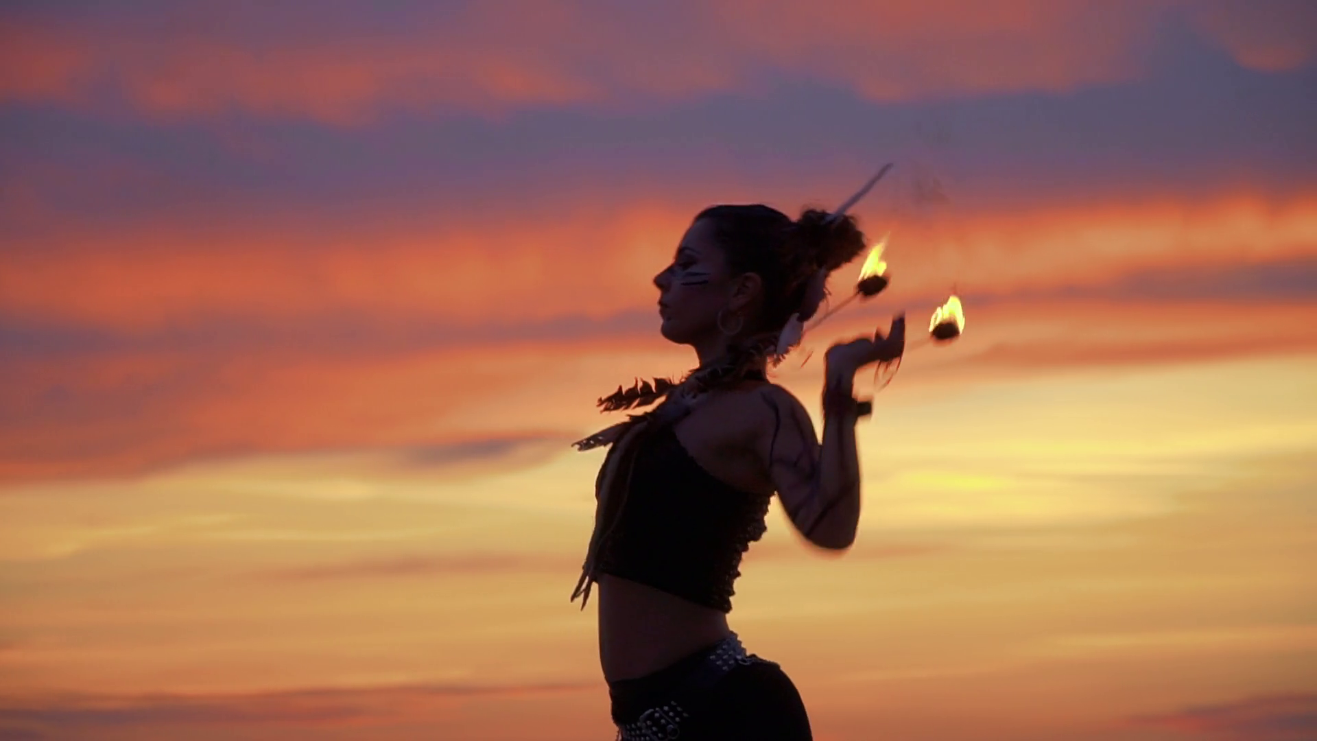 Wild Looking Lady Is Dancing On Sunset Stock Footage SBV-327429609 ...