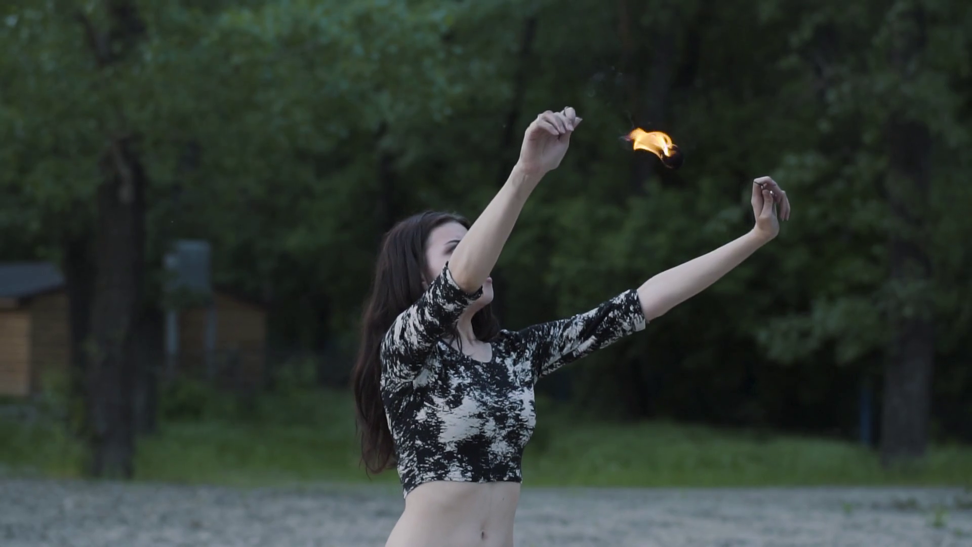 Skilled Artist Performs Captivating Fire Stock Footage SBV-335469020 ...