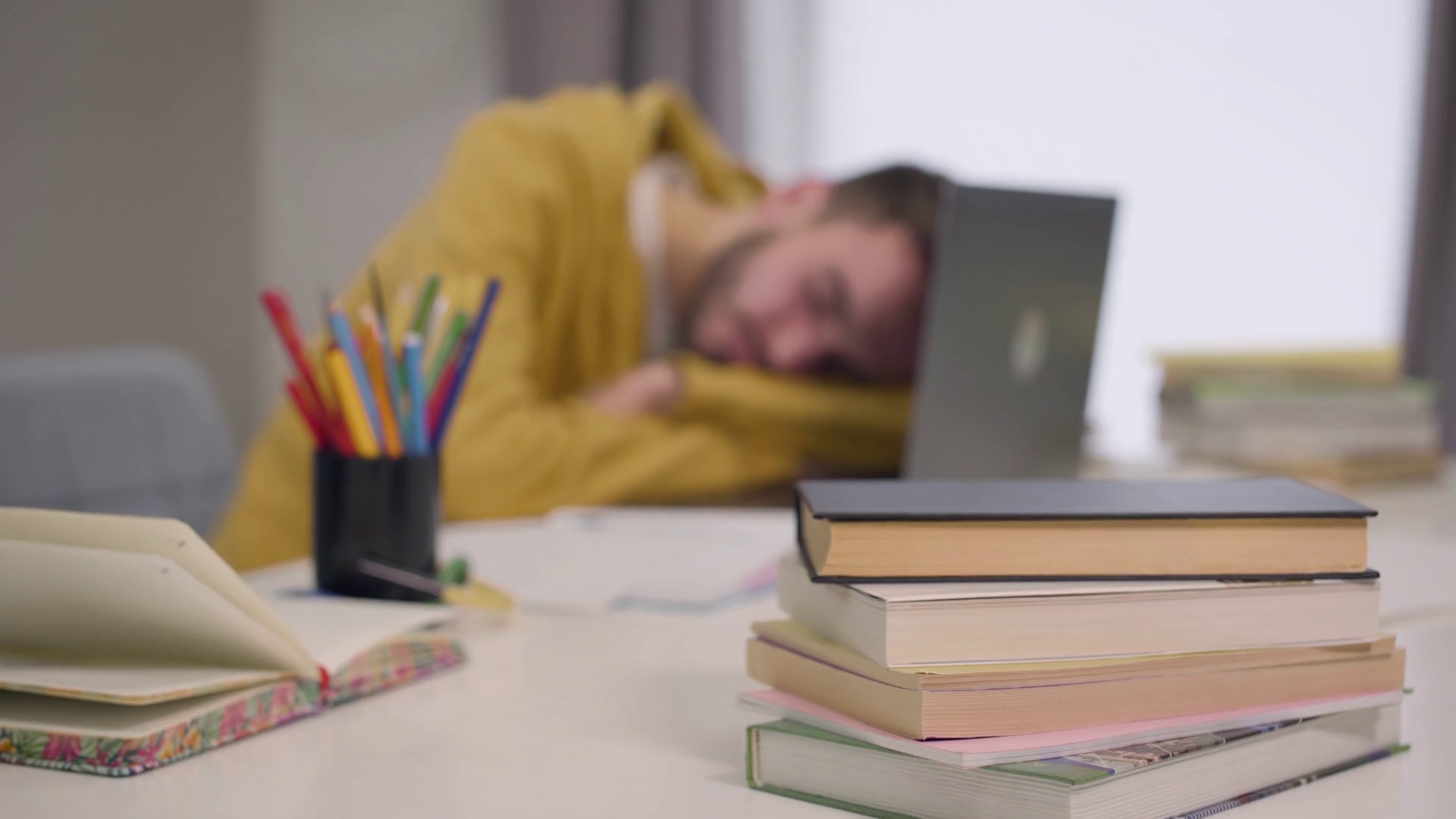 Young Student Waking Up Typing On Laptop Stock Footage SBV-338103612 ...