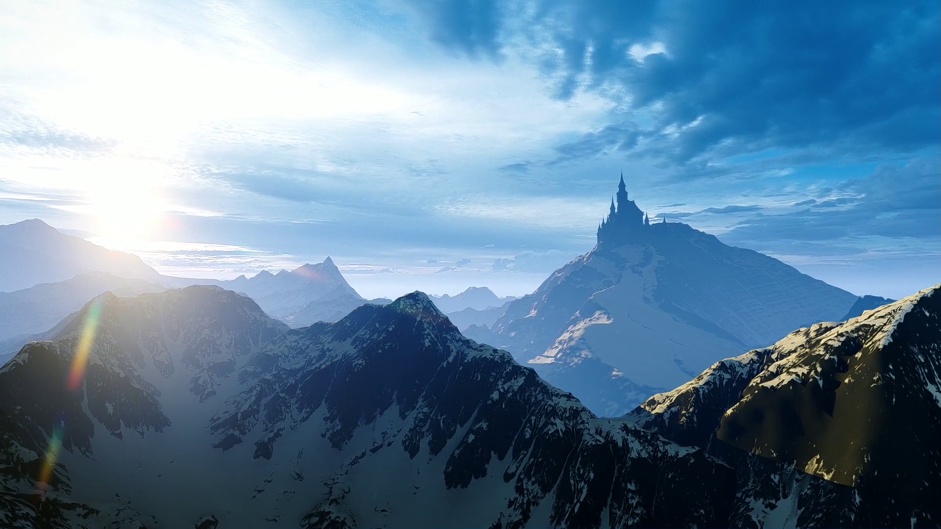 Mountain Landscape Old Fortress On Rock Stock Motion Graphics SBV ...