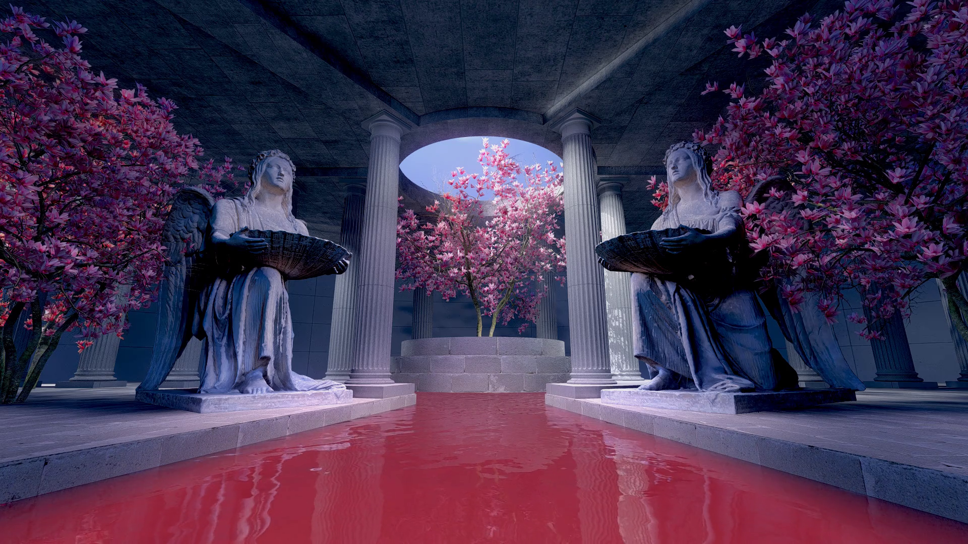 Architectural Room With Sculptures Stock Motion Graphics SBV-348765553 ...
