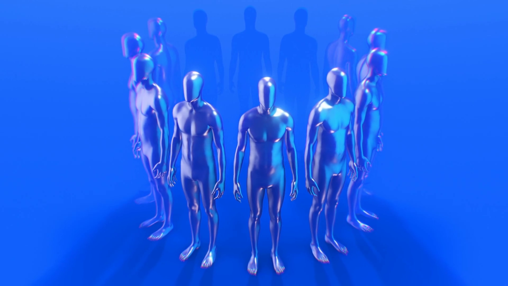 A Circle Of Metallic Synthetic People Stock Motion Graphics SBV ...