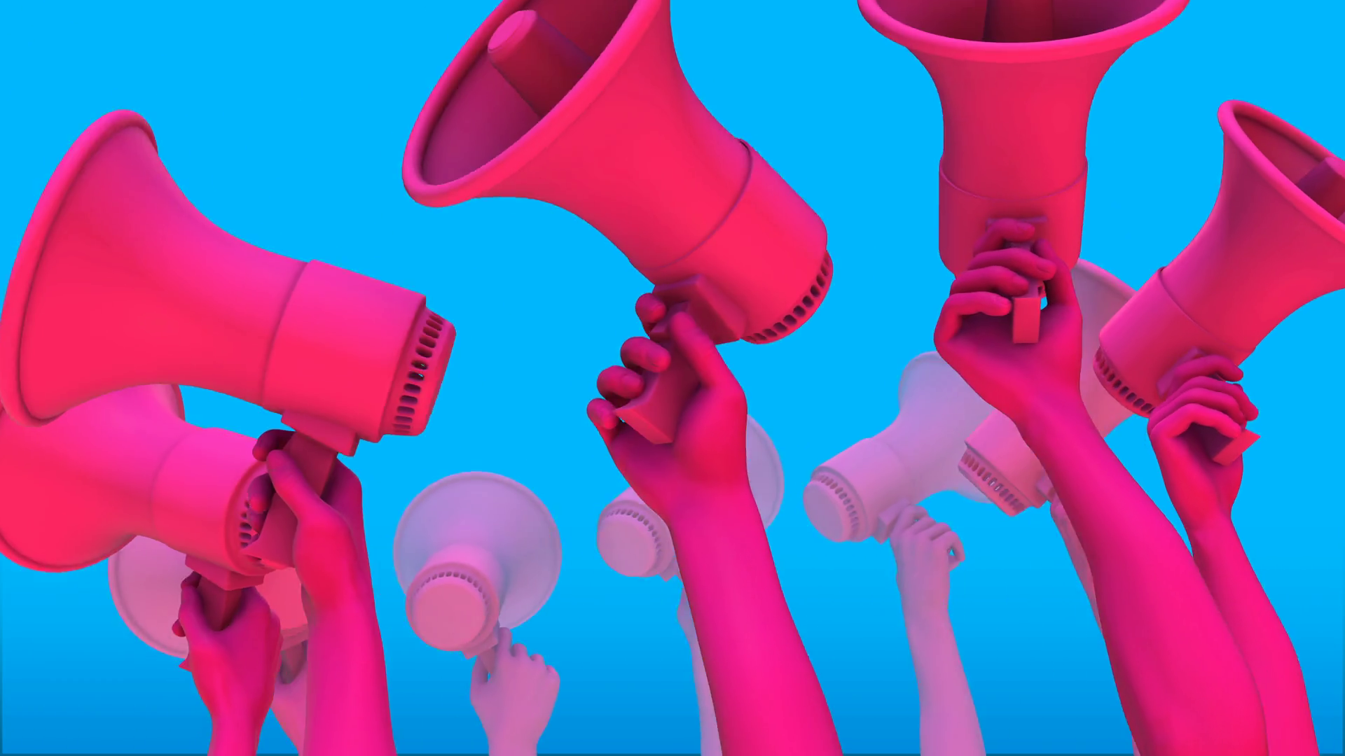 A Crowd Of Hands Holding Megaphones Stock Motion Graphics SBV-351907987 - Storyblocks