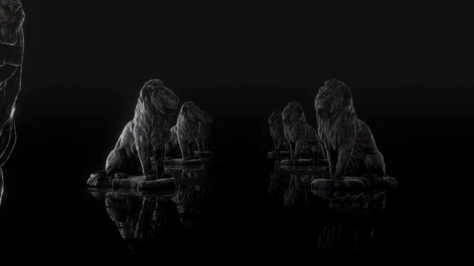Hall Of Dark Stone Lion Statues Stock Motion Graphics SBV-352249294 ...