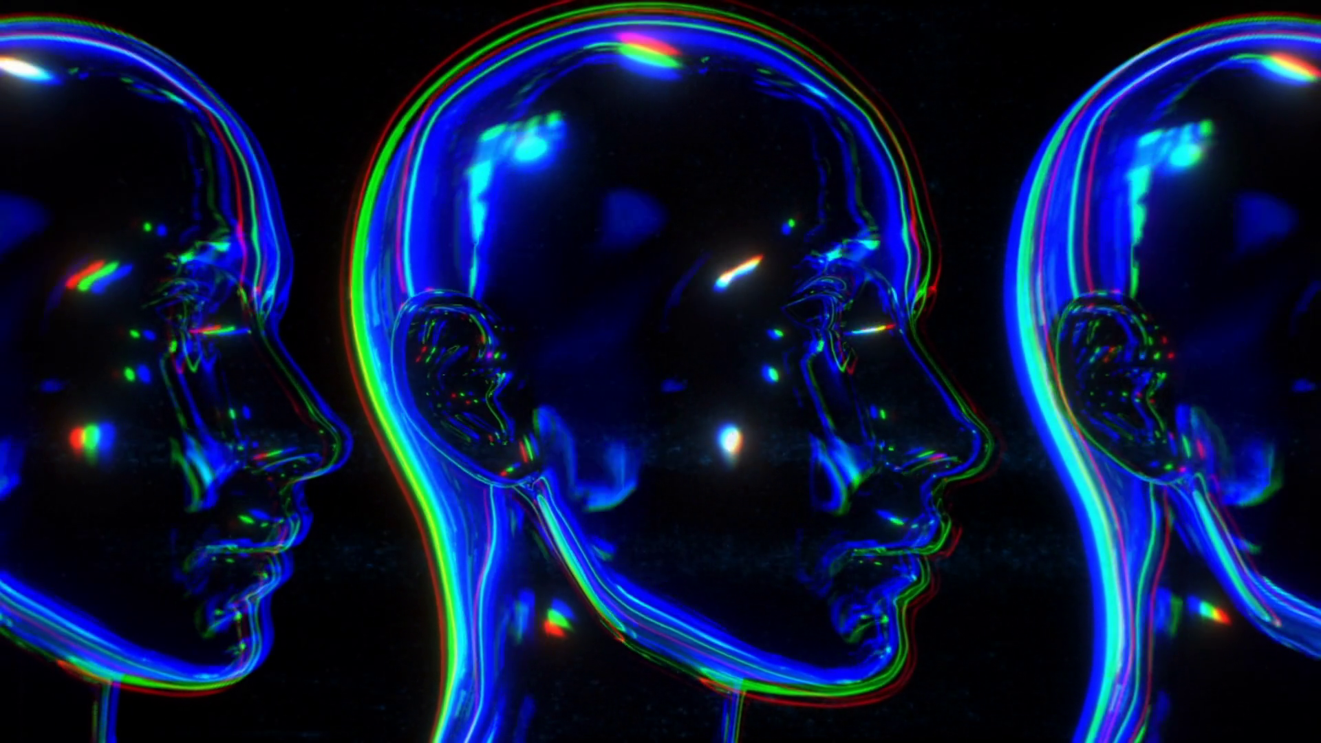 Reflective Blue Neon Heads Stock Motion Graphics SBV-351848863 ...