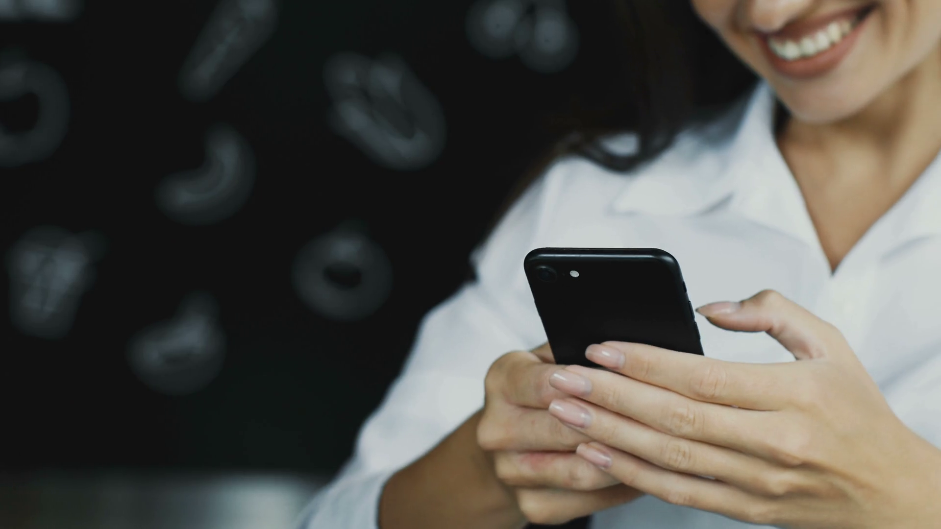 Close-up Woman Using Phone Indoor Smiling Stock Footage SBV-337815136 ...