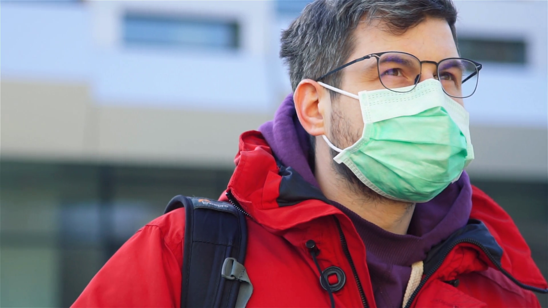 Sad Man In Respiratory Mask Standing Alone Stock Footage SBV-338407443 ...