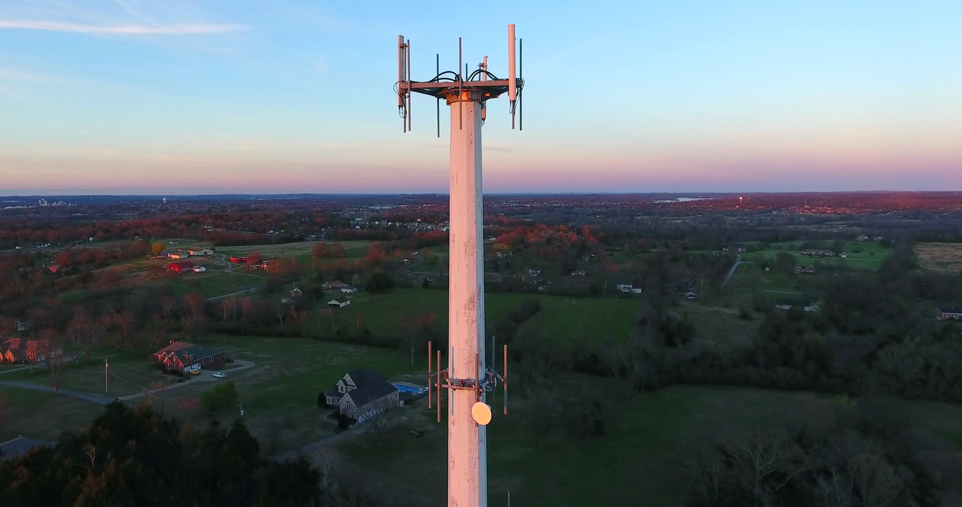 4k Aerial Cell Tower Beautiful Sunset Stock Footage SBV-313334215 ...