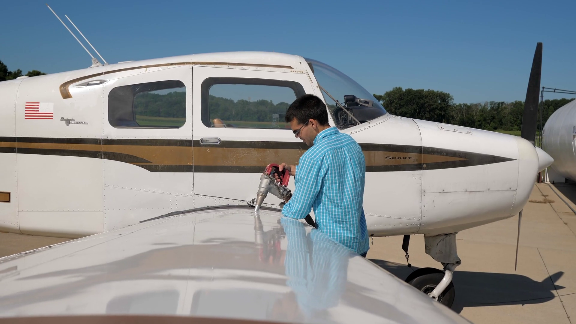 4k Slow Mo Pilot Pumping Gass Airplane Stock Footage SBV-316658907 ...