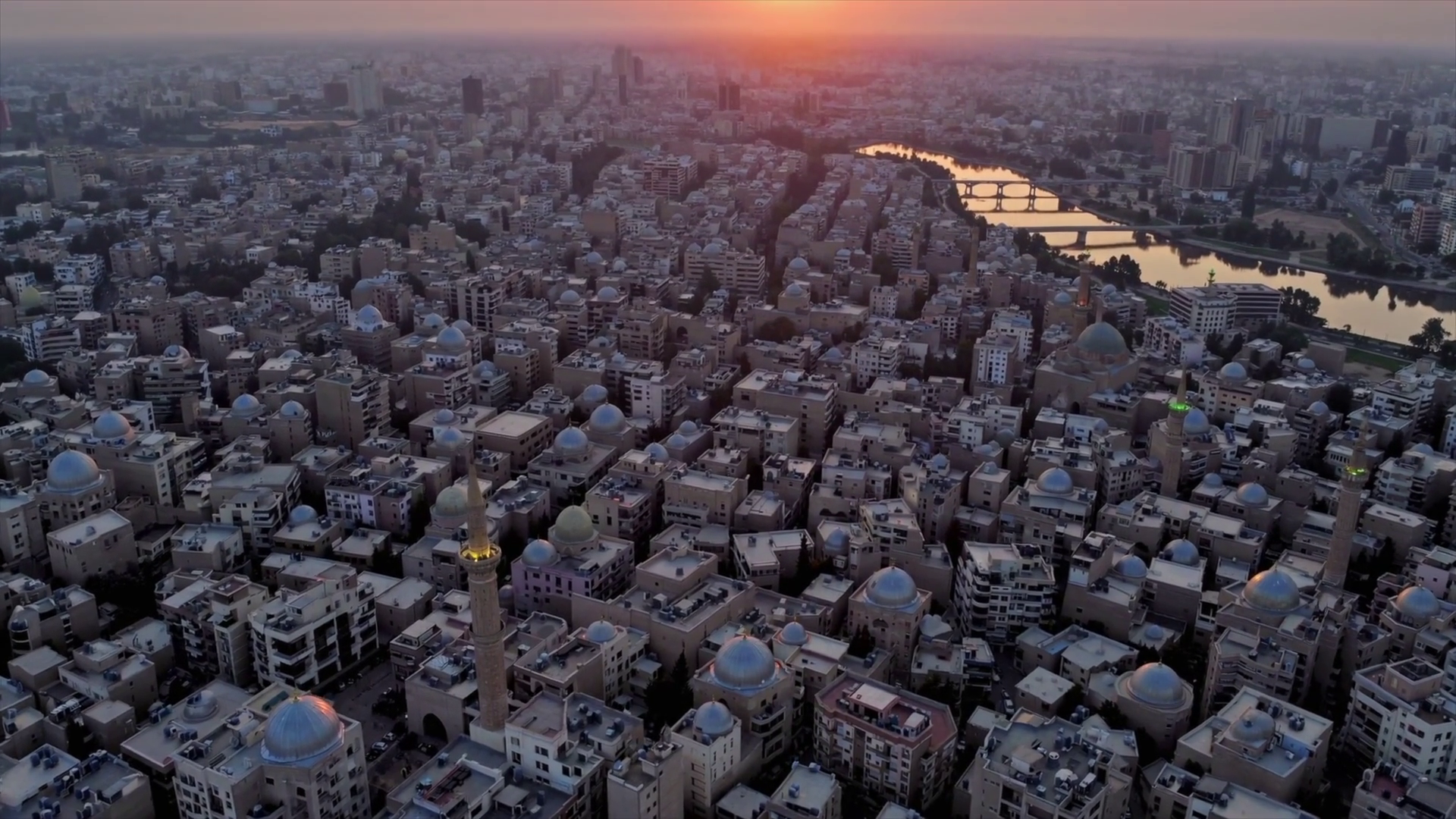 Aerial View Of Baghdad City Skyline Middle Stock Footage SBV-351973530 ...