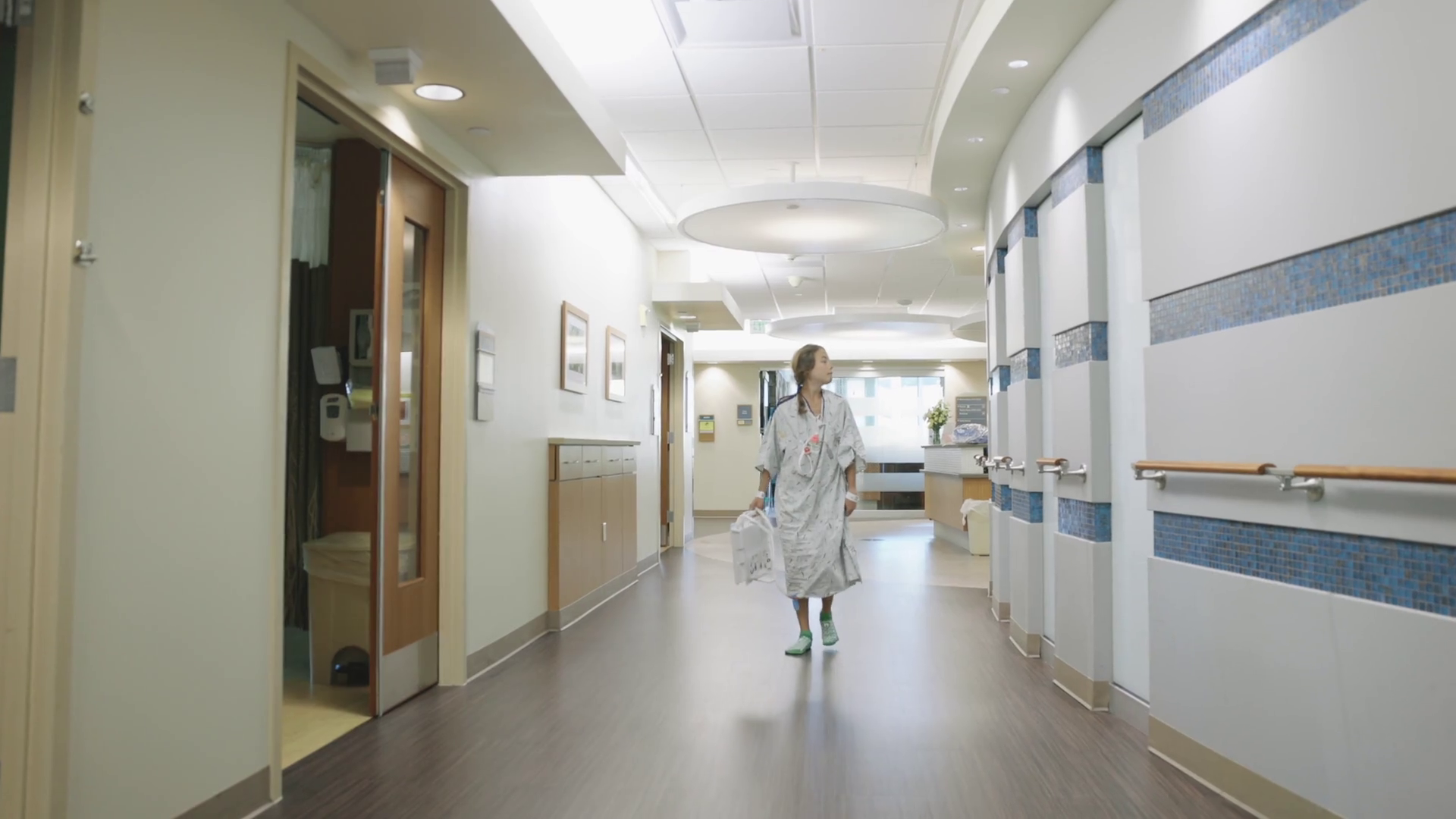 Patient Walks Down Hallway Of Clinic Stock Footage SBV-347748209 ...