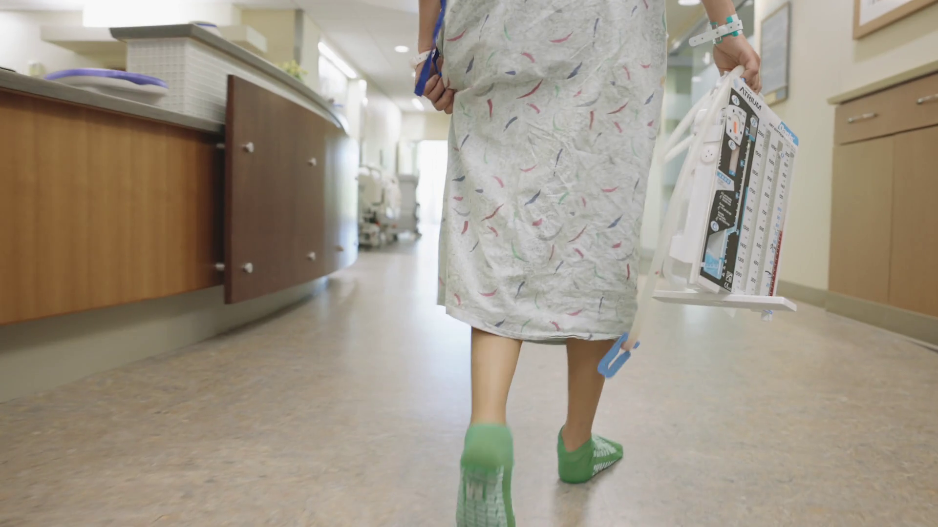 Patient With Chest Drain Walks Through Stock Footage SBV-347748219 ...