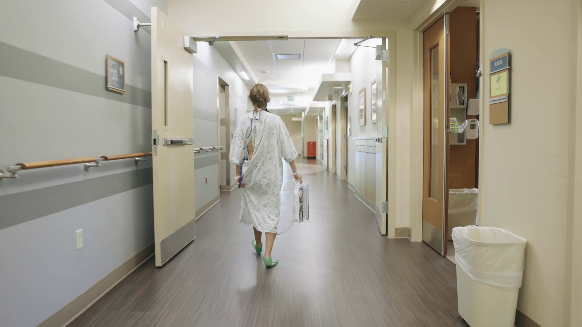 Patient Walks Through Hospital Hallways Stock Footage SBV-347748220 ...
