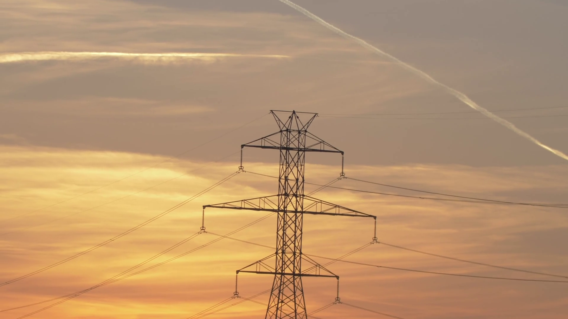 Beautiful Sunset Over Power Lines Stock Footage SBV-320471849 - Storyblocks