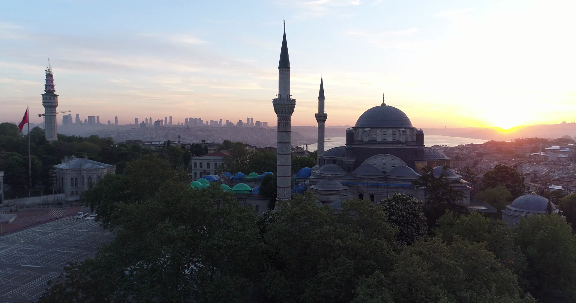 Muslim Mosque Aerial Drone Tower Roman Stock Footage SBV-347741771 ...