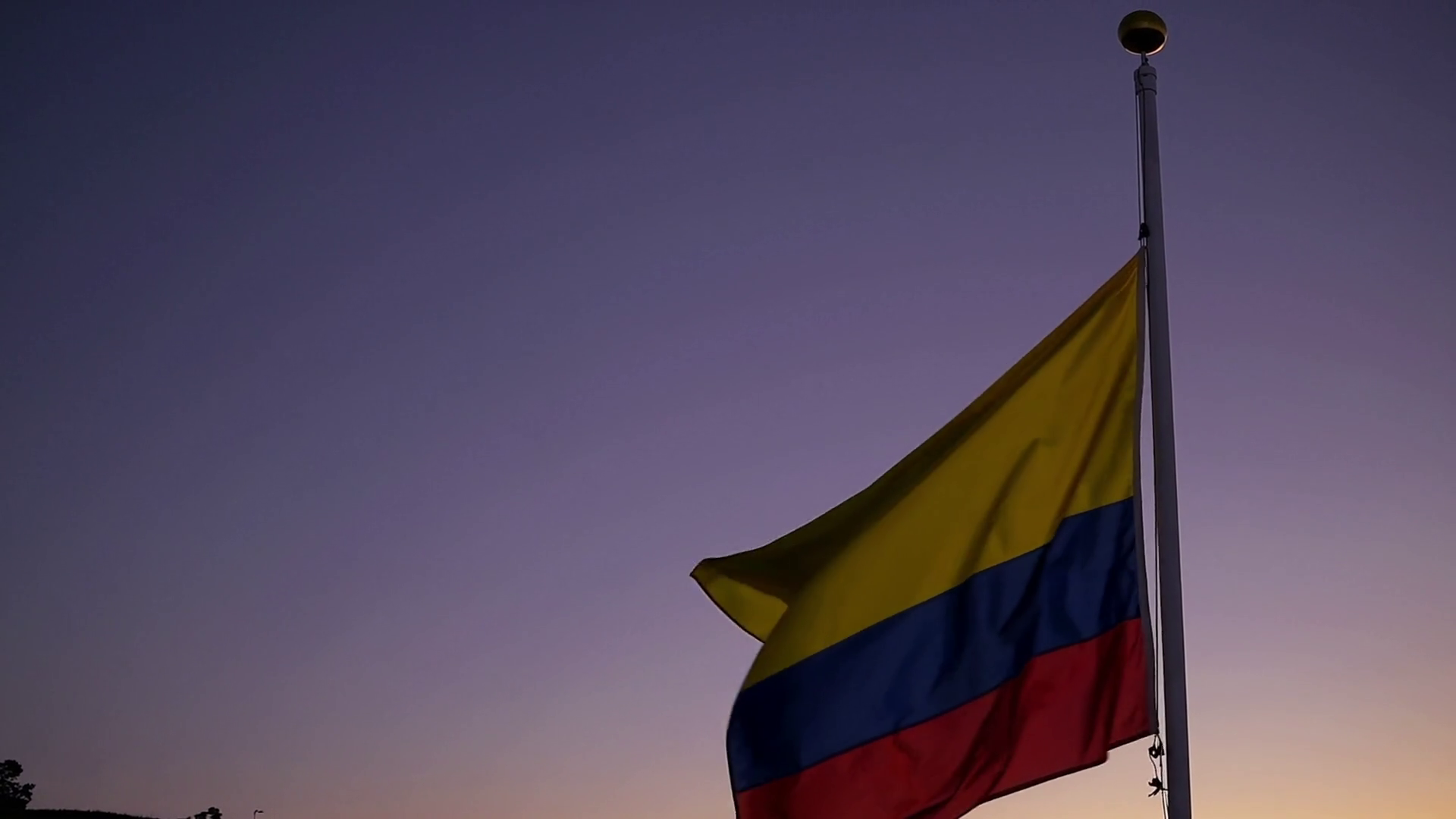 Columbian Flag At Sunset Blowing In Wind Stock Footage SBV-351984798 ...