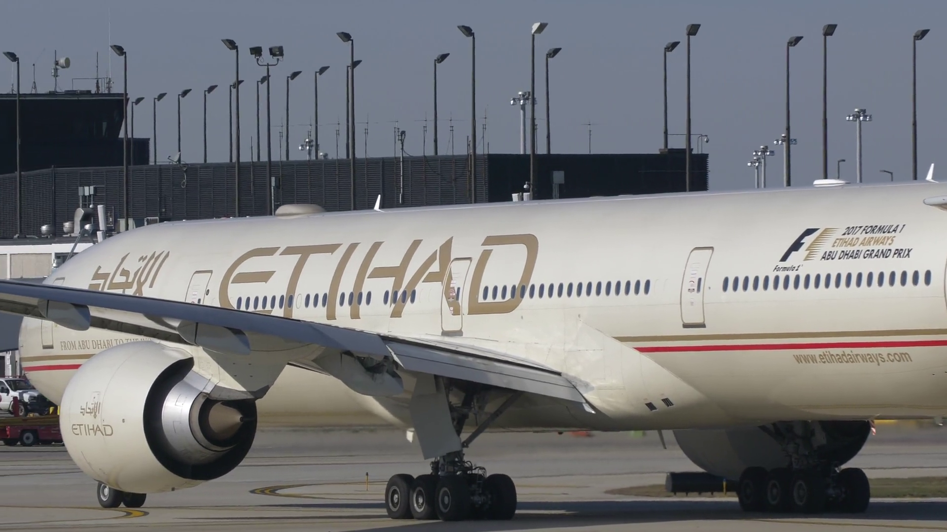 Etihad Airways Uae Tracking Shot Jet Busy Airport Abu Dhabi Tarmac ...