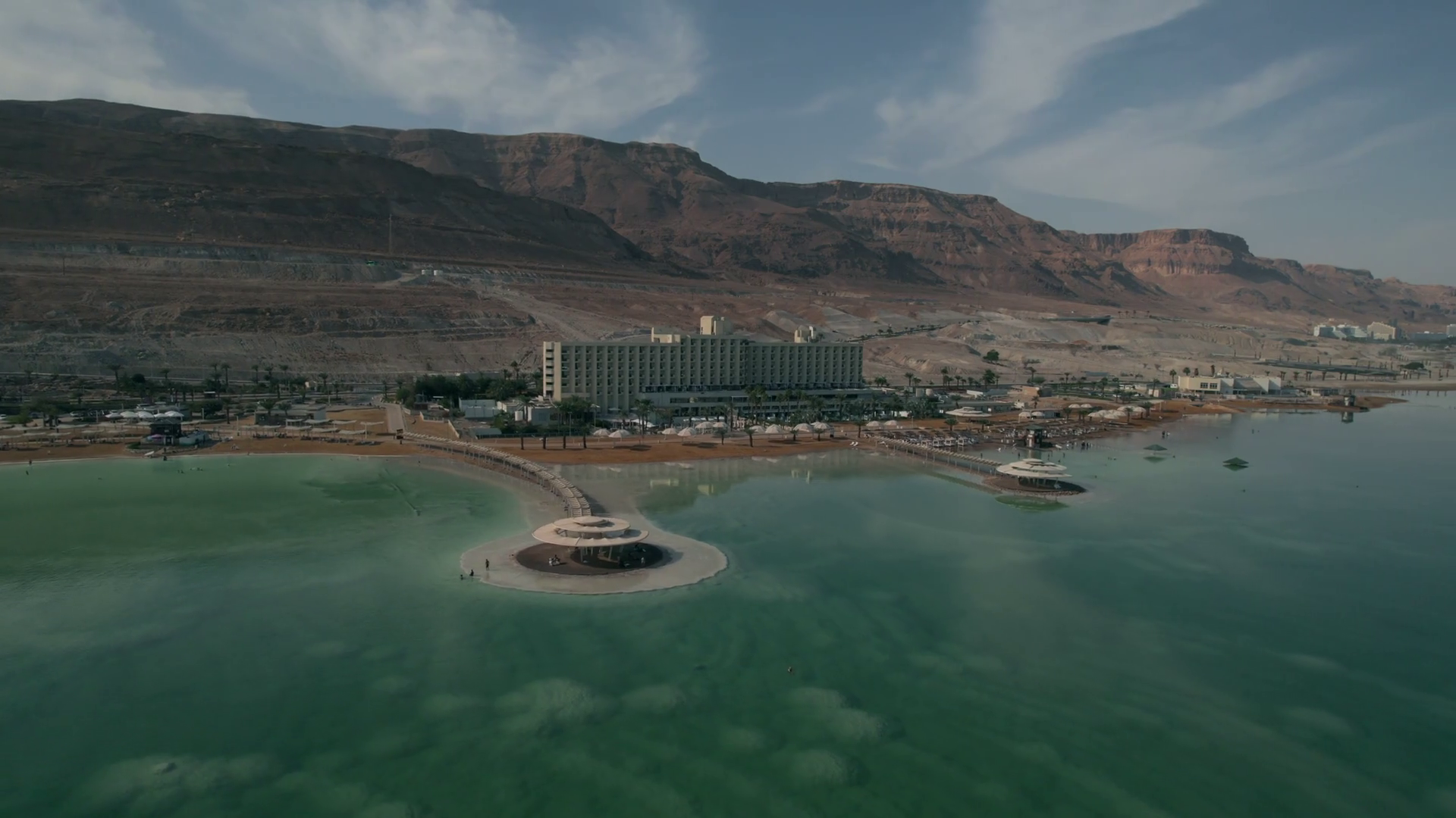 Aerial View Of Salt Deposits Resorts On Stock Footage SBV-347577100 ...