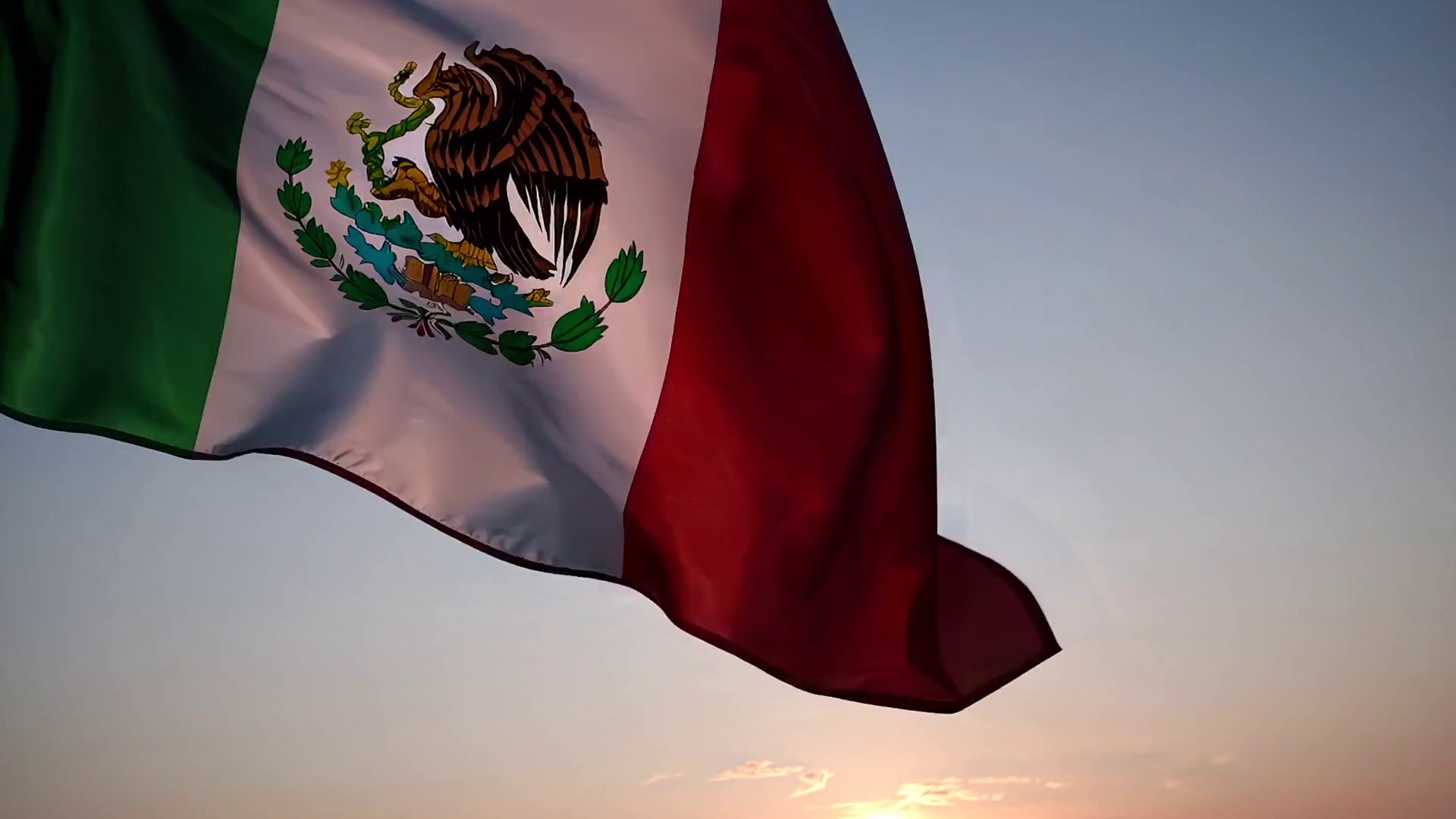 Mexican Flag At Sunset Blowing In Wind Mexico Stock Footage SBV ...