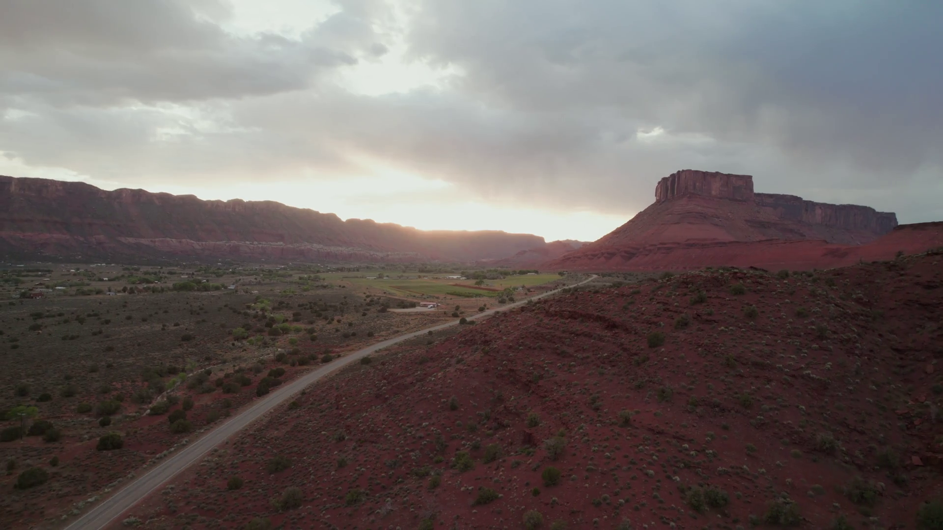 Aerial Drone Above Moab Utah Landscape Sunset Stock Footage SBV ...