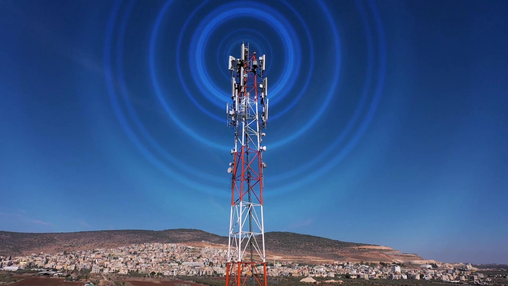 Radio Tower Waves Animated Drone Footage Stock Footage SBV-347671946 - Storyblocks