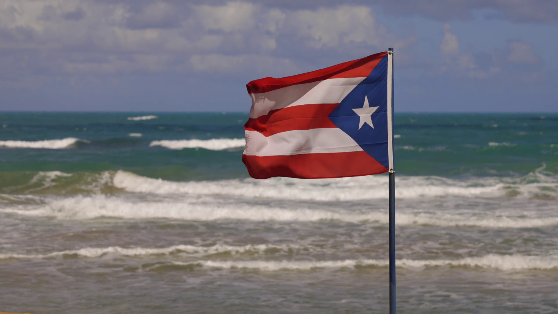 Slow Motion Puerto Rico Flag Blowing In Wind Stock Footage SBV ...