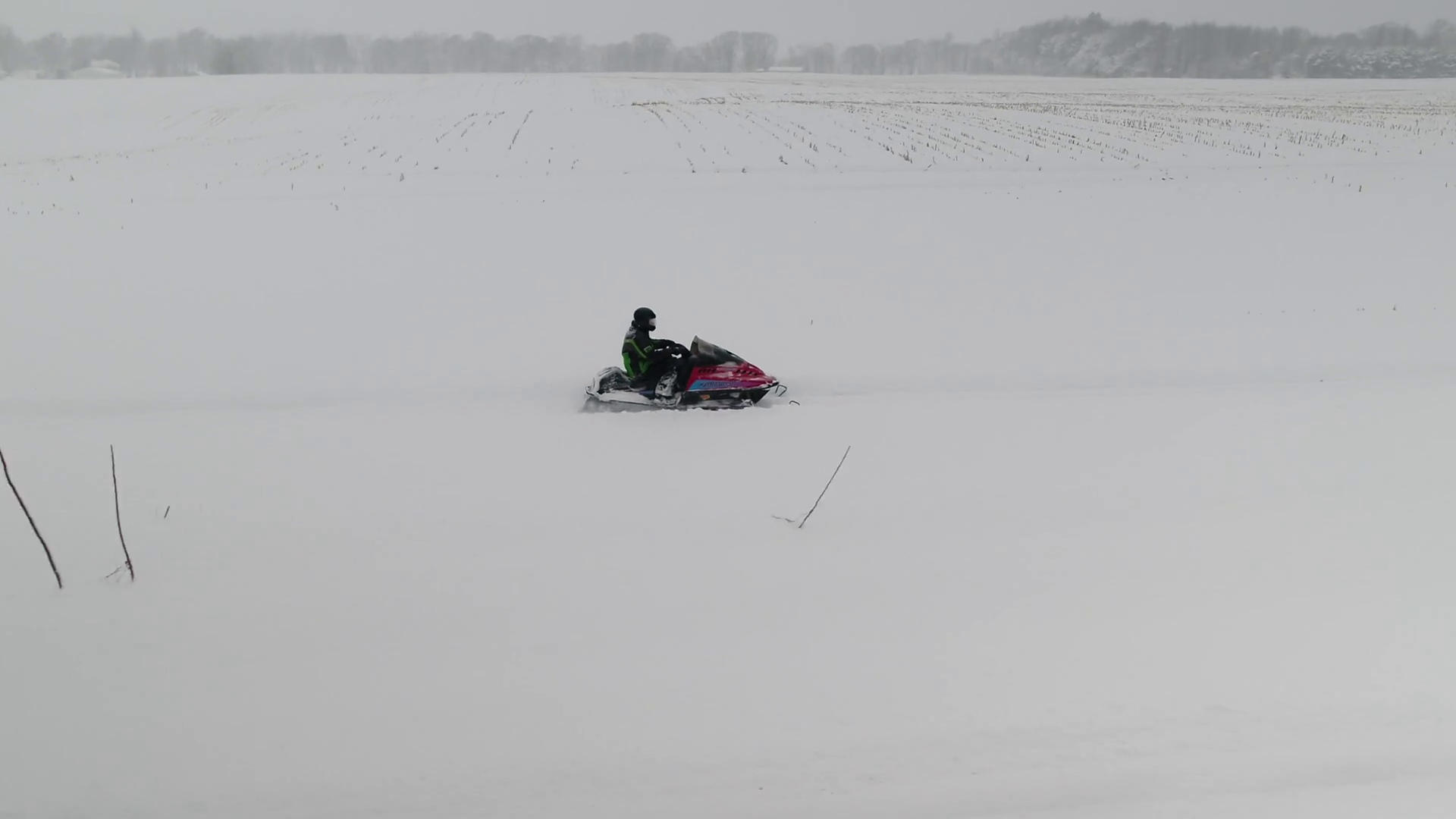 Snowmobile Driving In Snowy Field In Winter Stock Footage SBV-347603898 ...