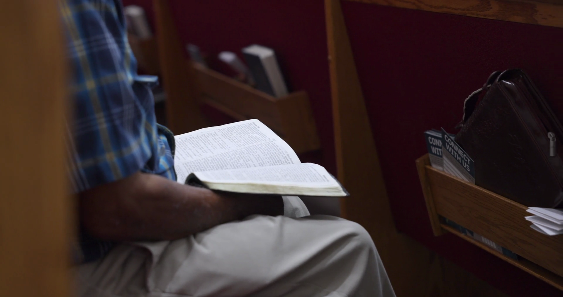 Black Man Reading Bible In Church Pew Study Stock Footage SBV-346693623 ...