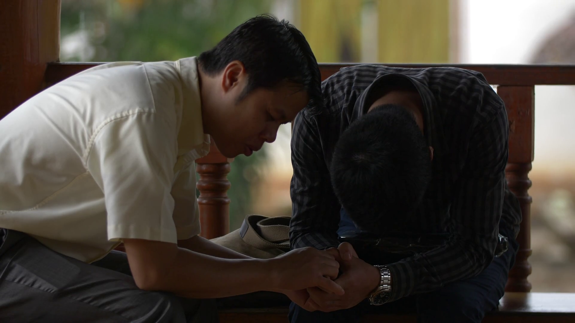 Two Men Praying Together Encouraging Mid Stock Footage SBV-346682779 ...
