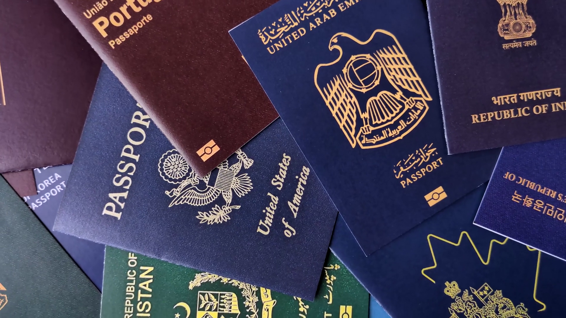 A Background Of Passports From Different Stock Footage SBV-352965937 ...