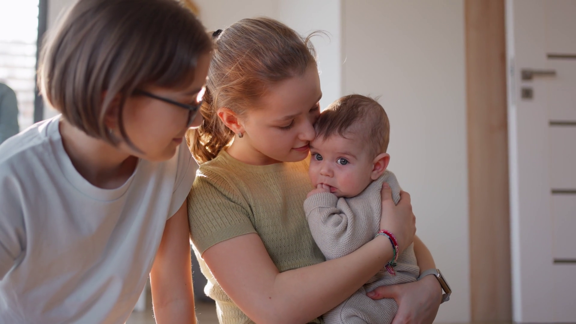 Big Sister Comforting Sad Baby Brother Stock Footage SBV-352230576 ...