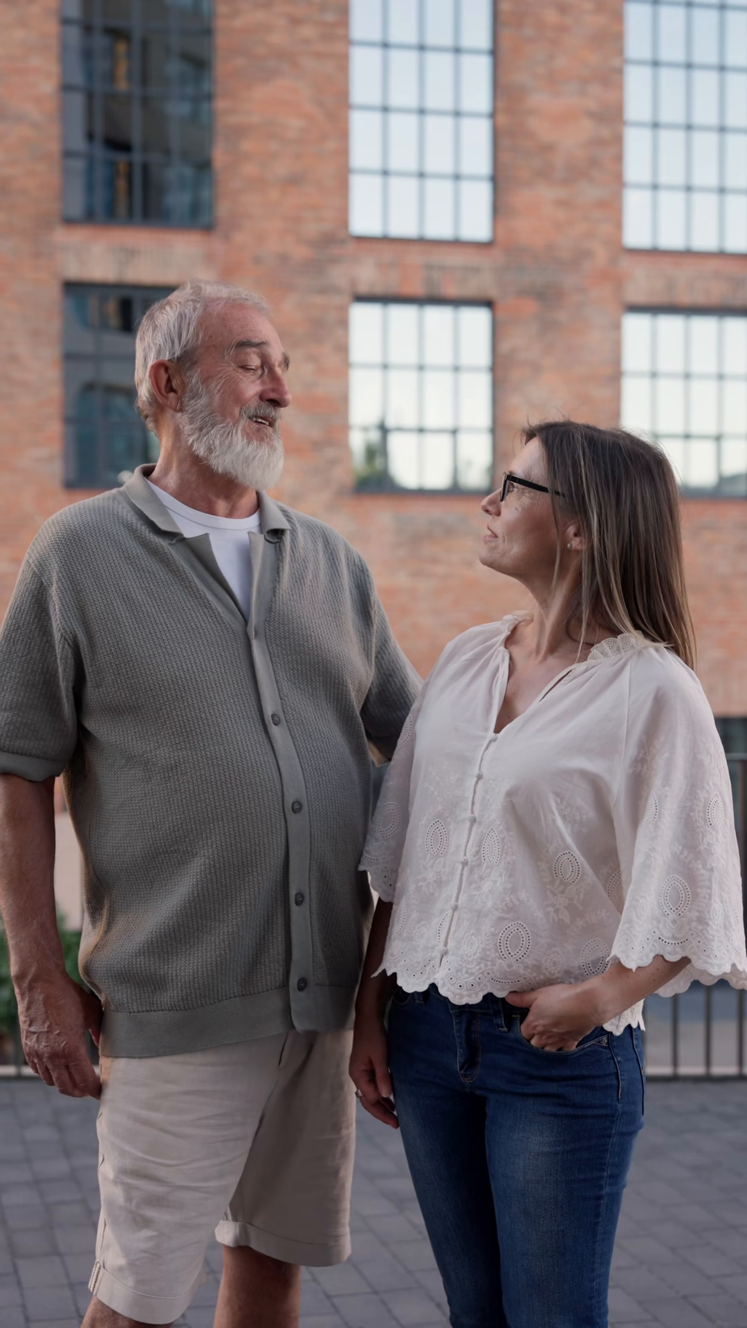 Smiling Daughter Old Father Next To Her Stock Footage SBV-353647790 ...