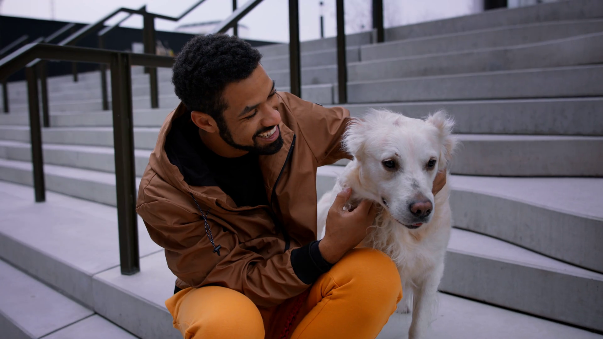 Happy Young Man Sitting Embracing Dog Stock Footage SBV-346765174 ...