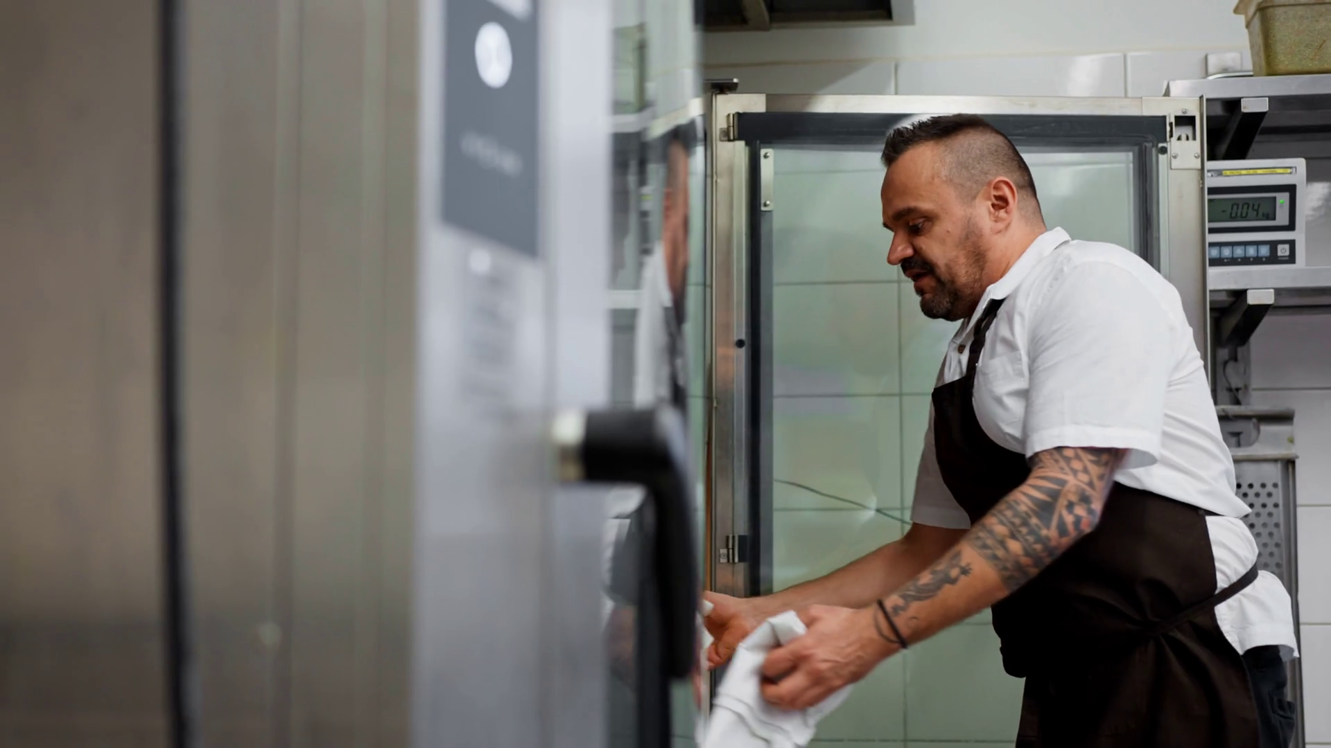 Man Chef Taking Out Metal Baking Sheet With Stock Footage SBV-346815419 ...