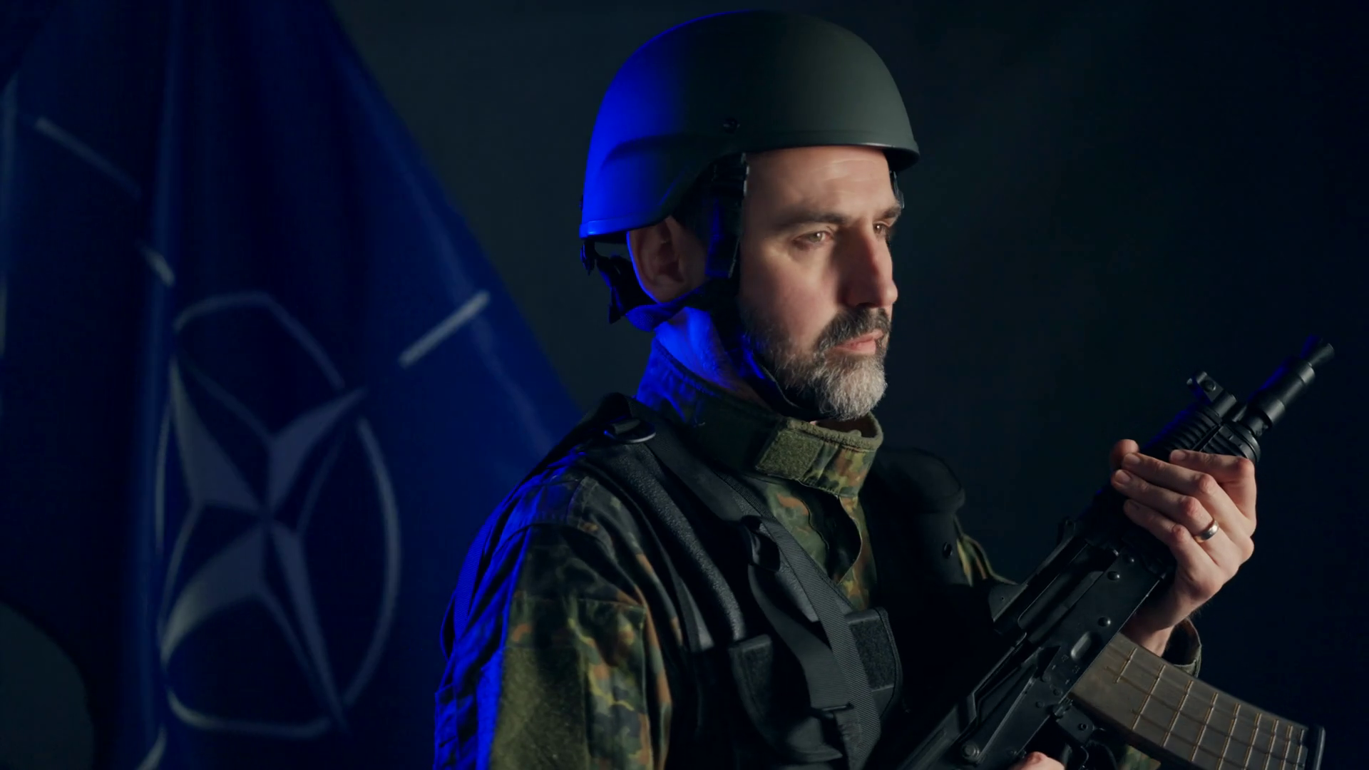 Soldier In Military Uniform Helmet Holding Stock Footage SBV-346819882 ...