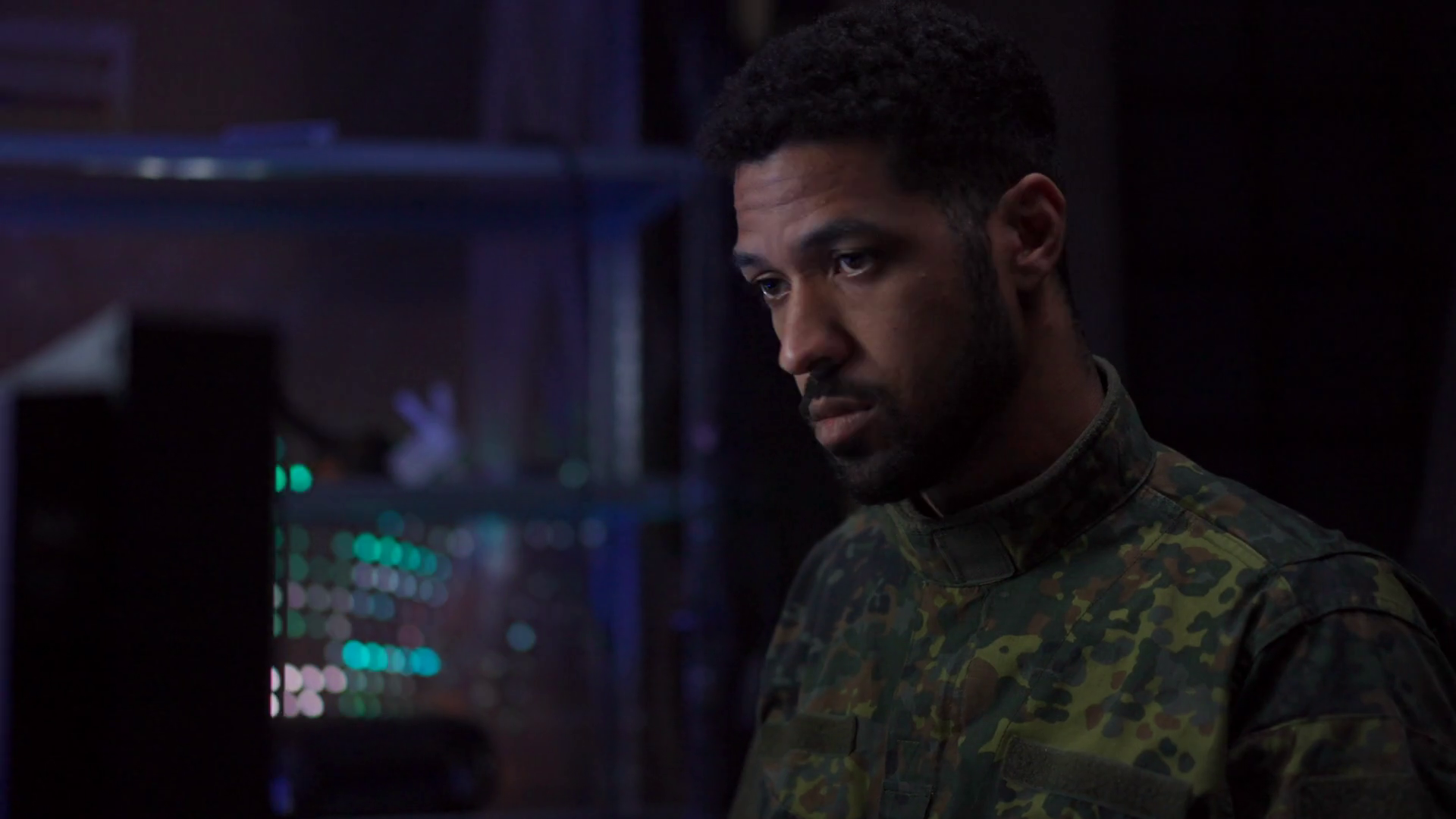 American hacker in military unifrorm on dark web, cyberwar concept ...