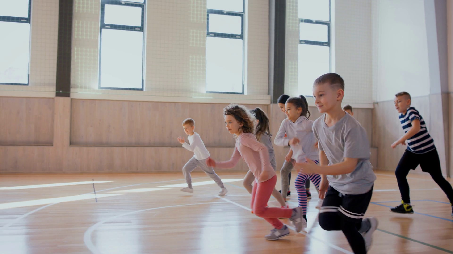 Group Of Elementary Students Running During Stock Footage SBV-347012547 ...