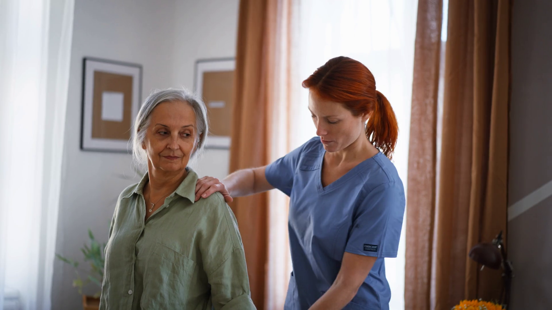 Nurse Exercising With Senior Woman At Home Stock Footage SBV-347438434 ...
