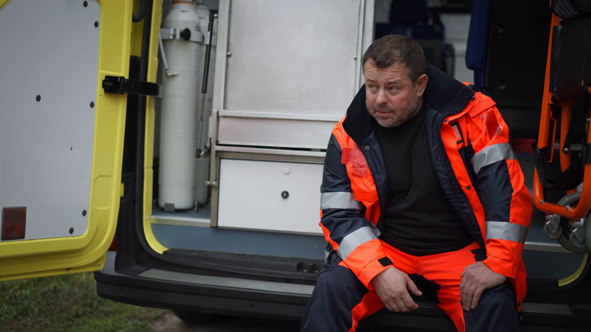 Rescuers Having Break In Front Of Ambulance Stock Footage SBV-347456576 ...