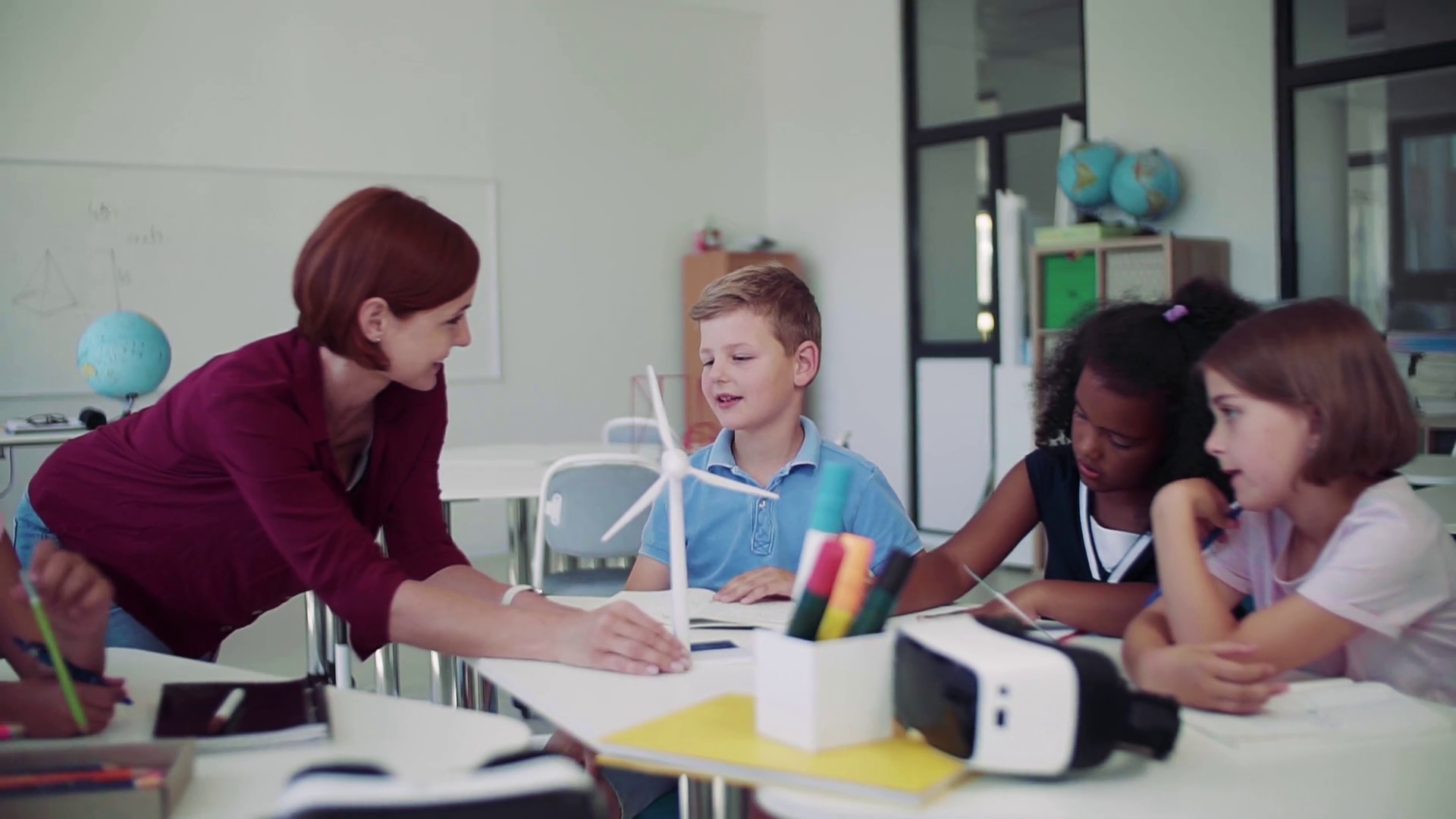 A Group Of Small School Kids With Teacher In Stock Footage SBV ...
