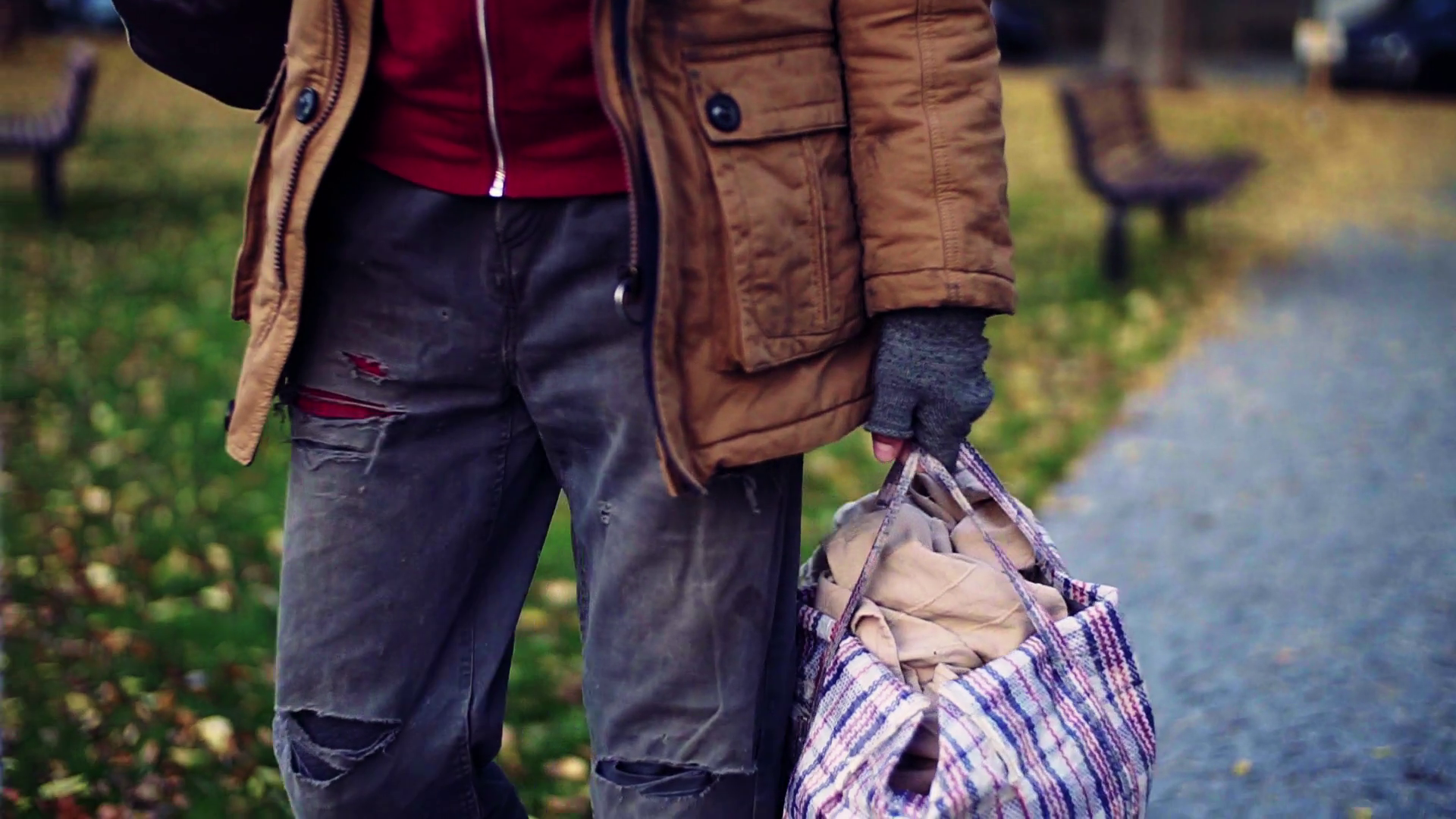 A Midsection Of Portrait Of Homeless Beggar Stock Footage SBV-332067341 ...