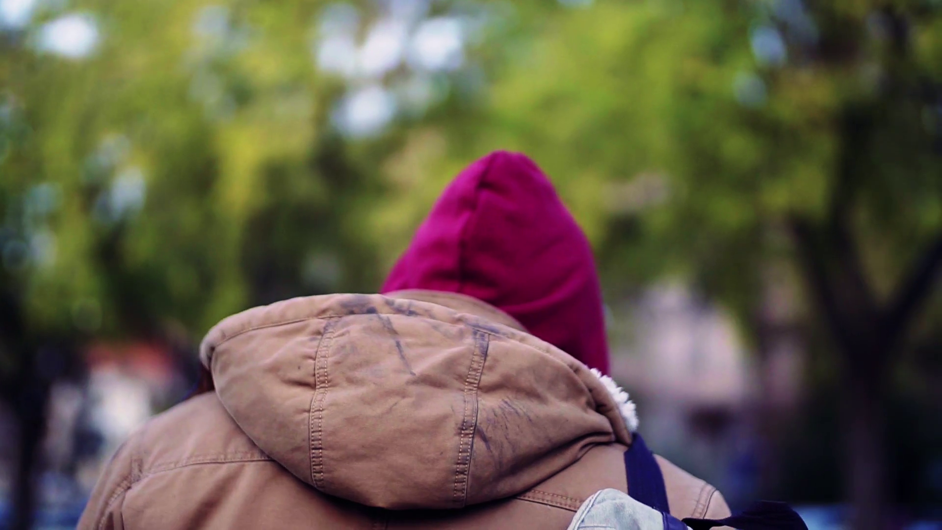 A Rear View Of Homeless Beggar Man With Hood Stock Footage SBV ...