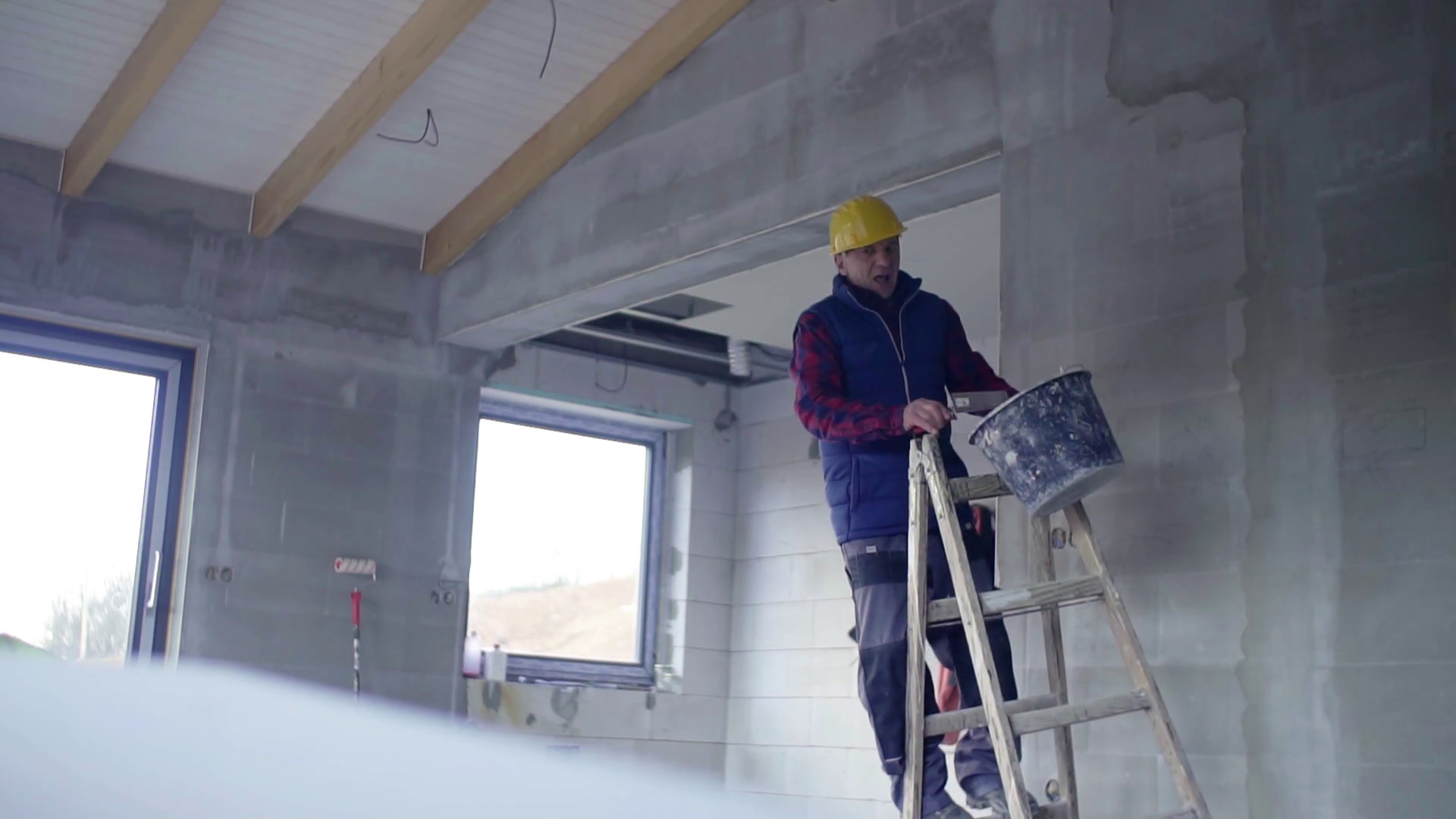 Accident Of Male Worker At Construction Site Stock Footage SBV ...