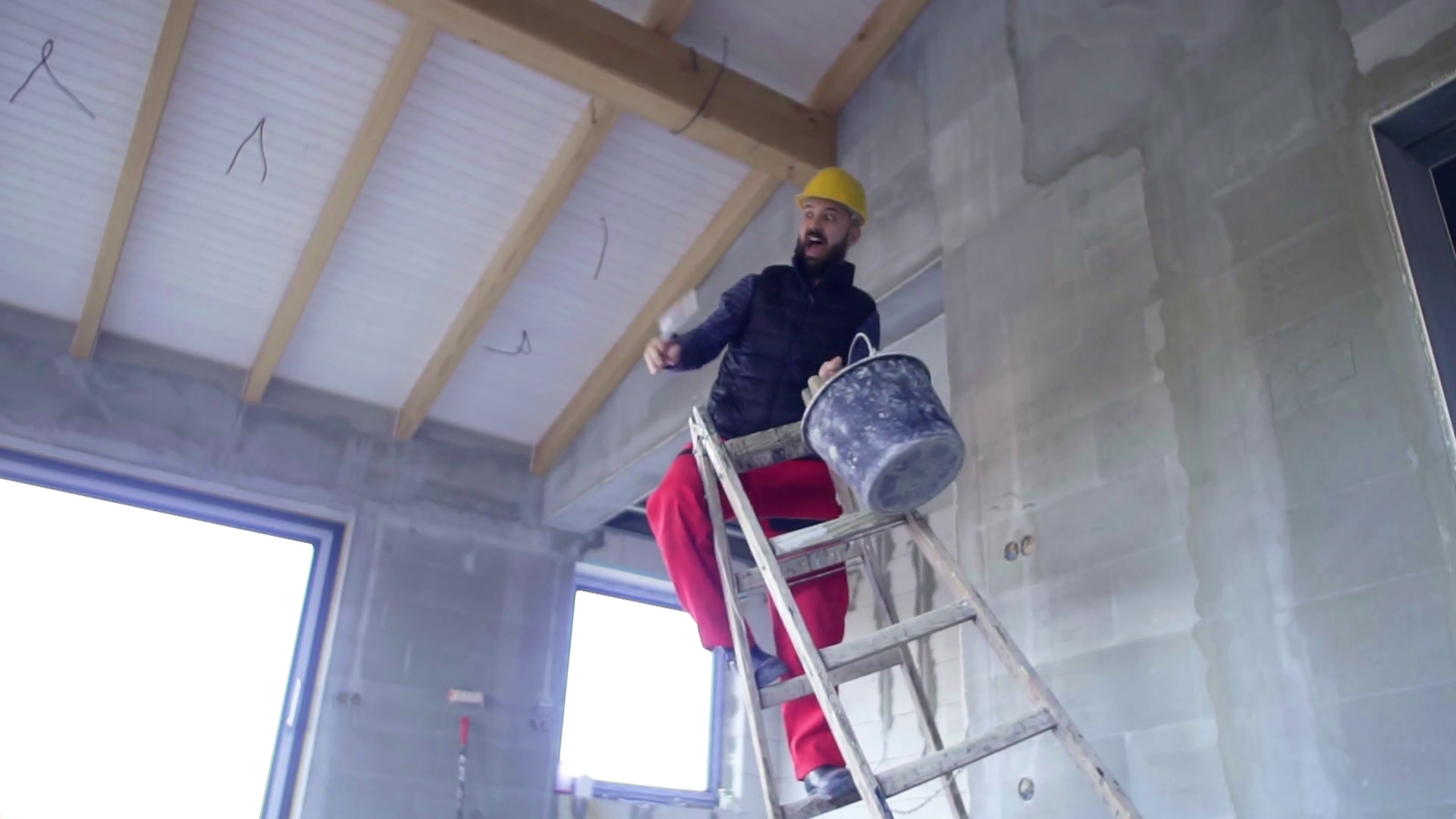 Accident Of Male Worker At Construction Site Stock Footage SBV ...