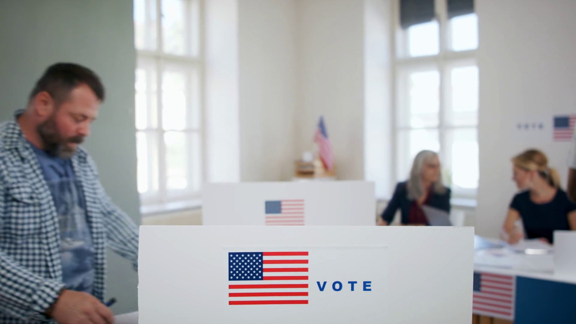 Front View Portrait Of Man Voter In Polling Stock Footage SBV-338789290 ...