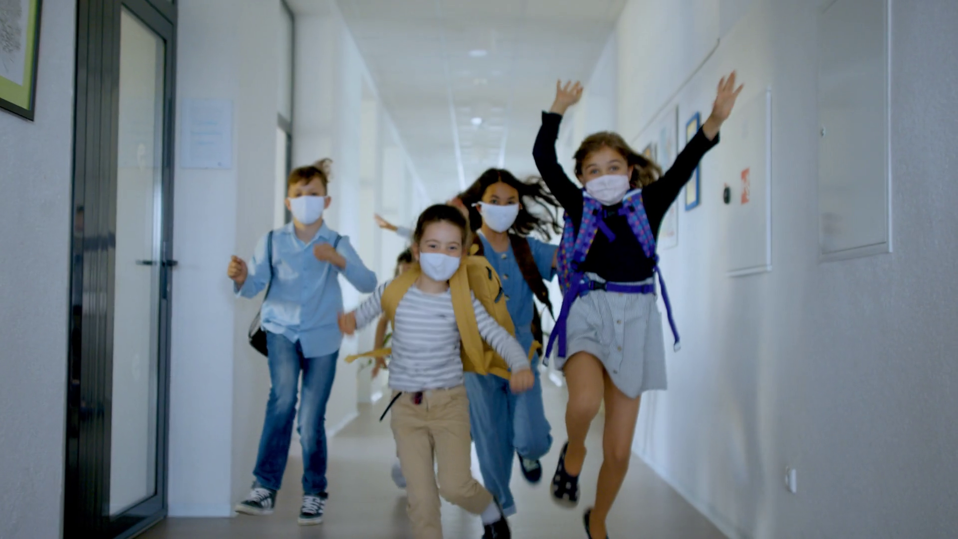 Group Of Cheerful Children Going Home From Stock Footage SBV-338497207 ...