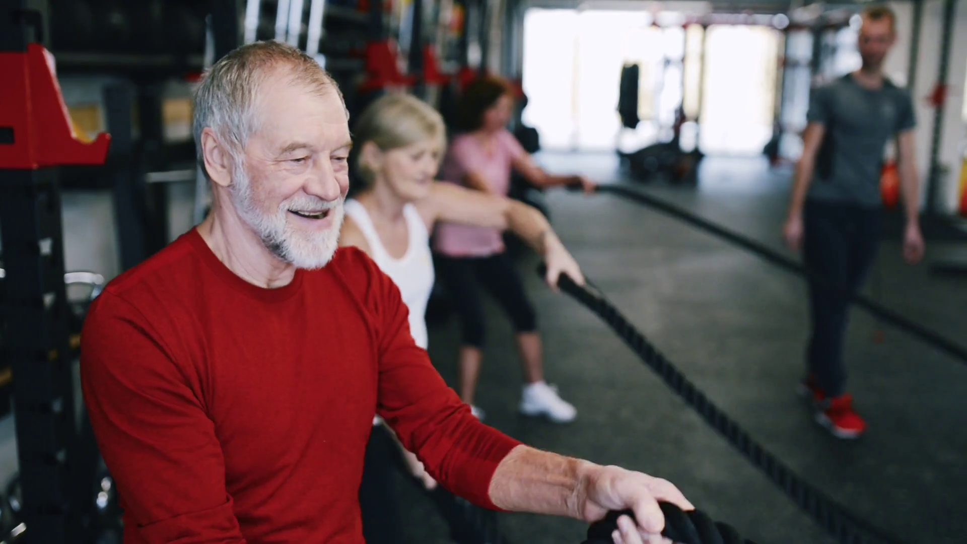 Seniors In Gym With Personal Trainer Stock Footage SBV-315303101 ...