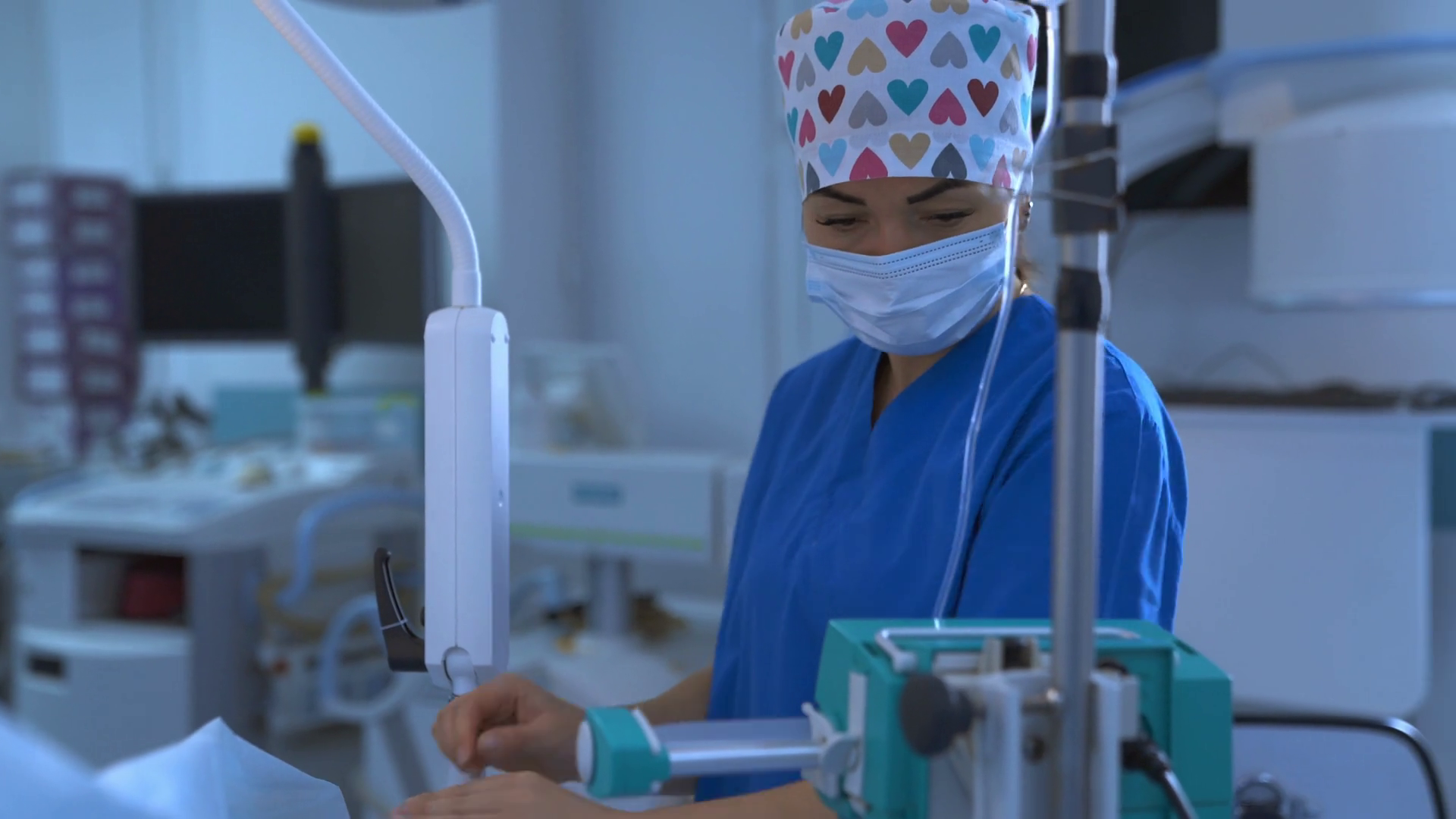 Surgery Assistant Checking Medical Equipment Stock Footage SBV ...
