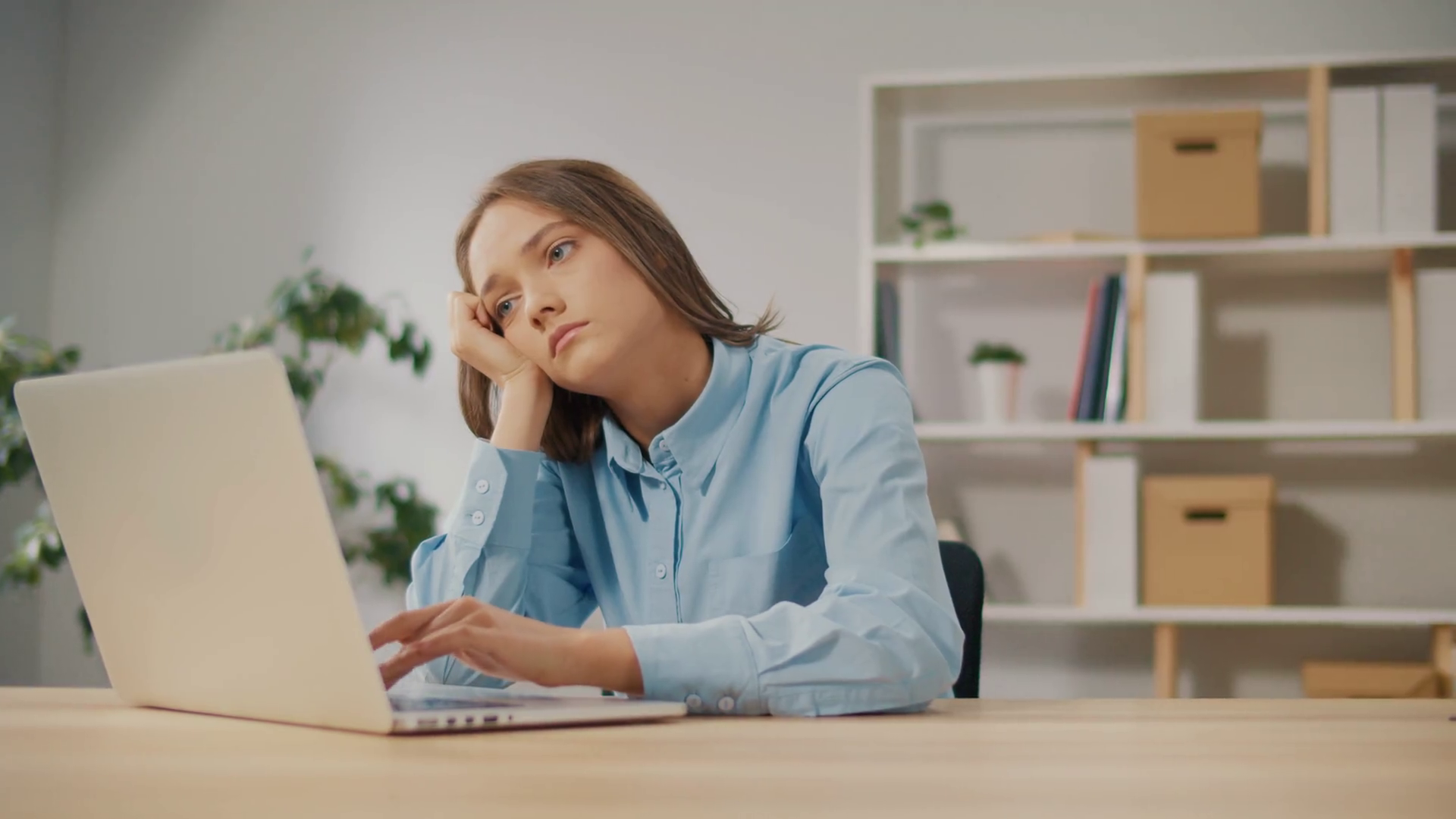 Upset Office Worker Failed To Cope With Work Stock Footage SBV ...